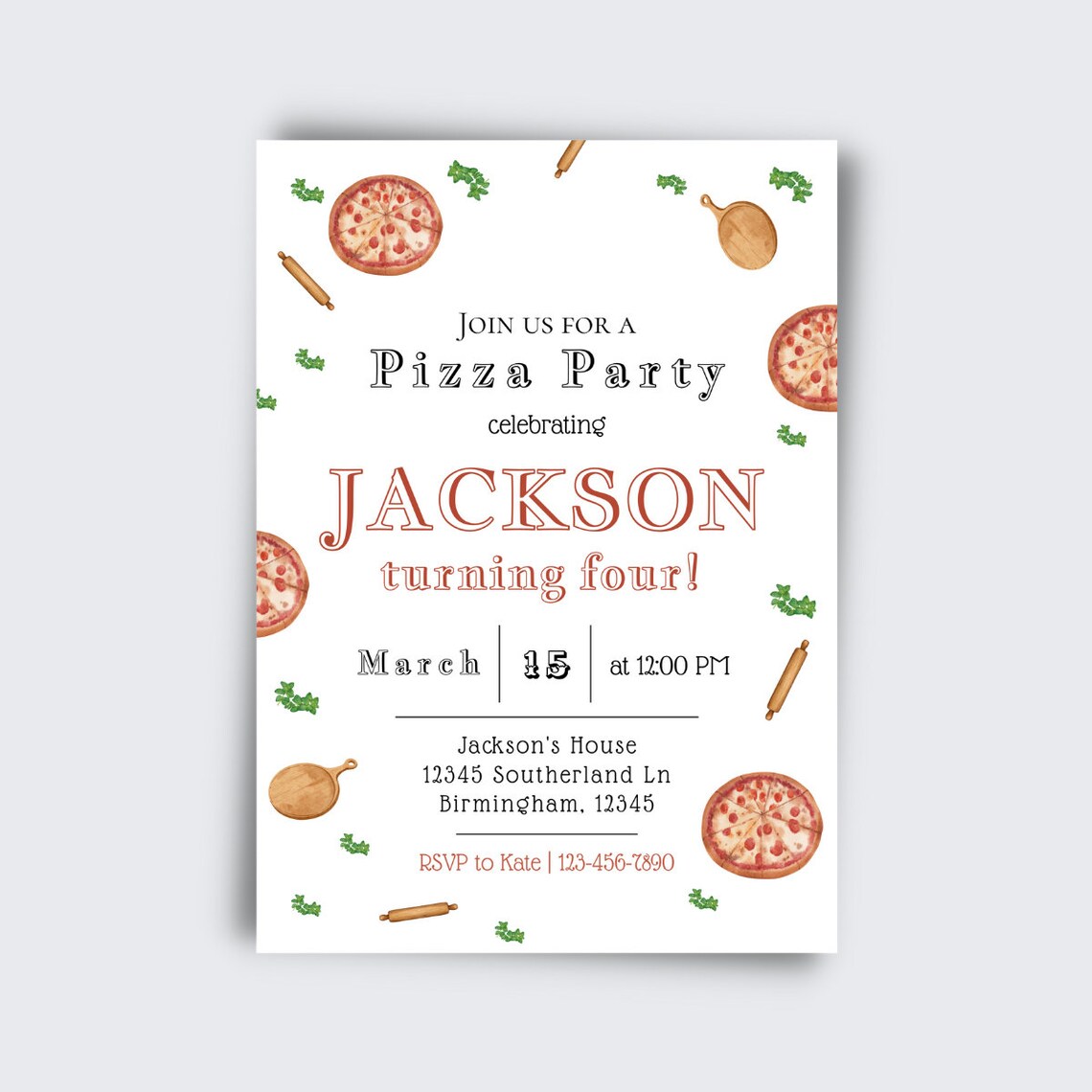 Pizza Birthday Party Invite Pizza Party Invite Instant Download ...