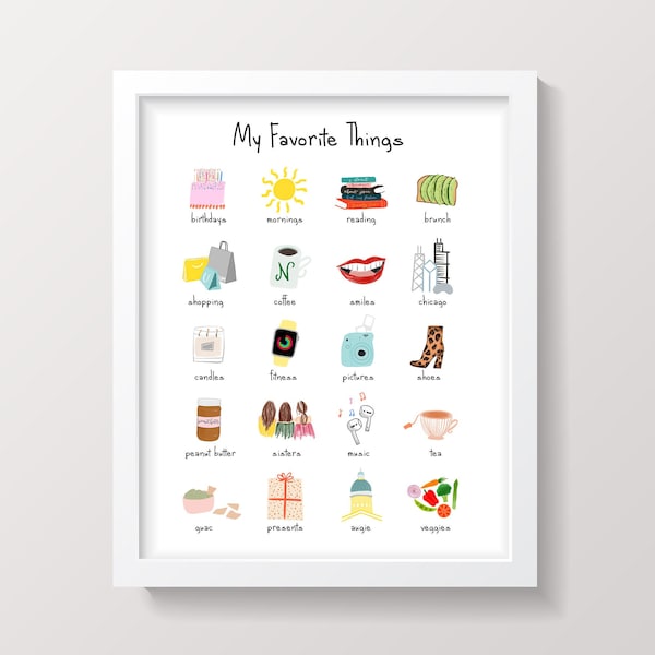 Personalized Favorite Things Art - Etsy