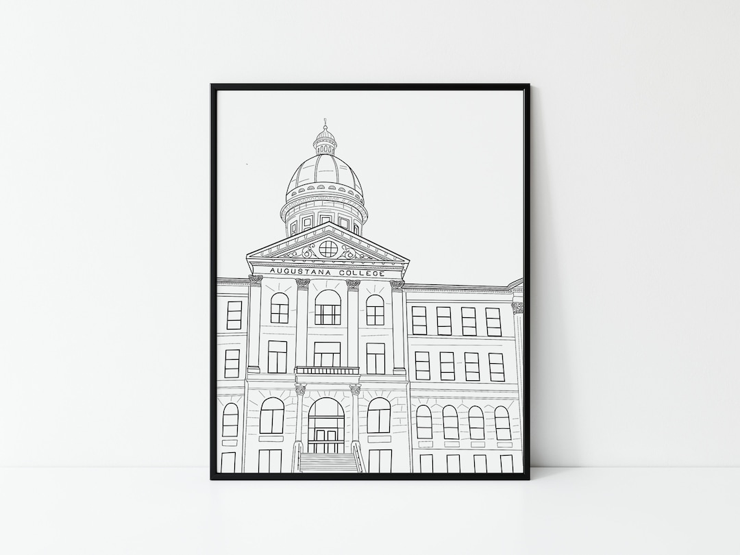 Augustana College Old Main Modern Line Art Illustration / Augustana ...