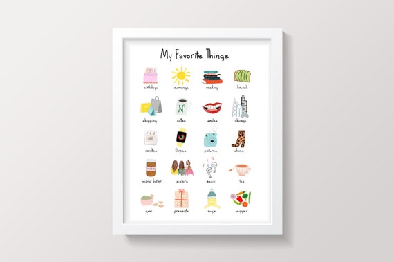 PERSONALIZED Favorite Things Art Print 20 Custom Hand Drawn | Etsy