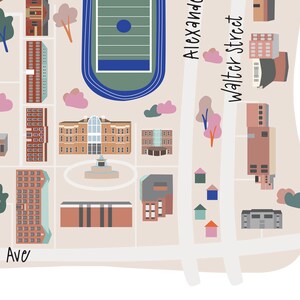 Elmhurst University Map Print, Elmhurst Map, Elmhurst Bluejays Art ...