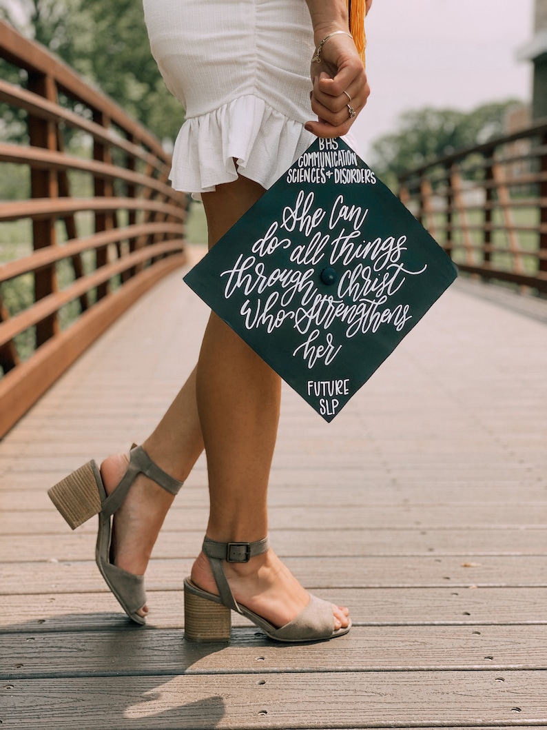 Grad Cap Topper Hand Lettered Custom Lettered Graduation Cap | Etsy