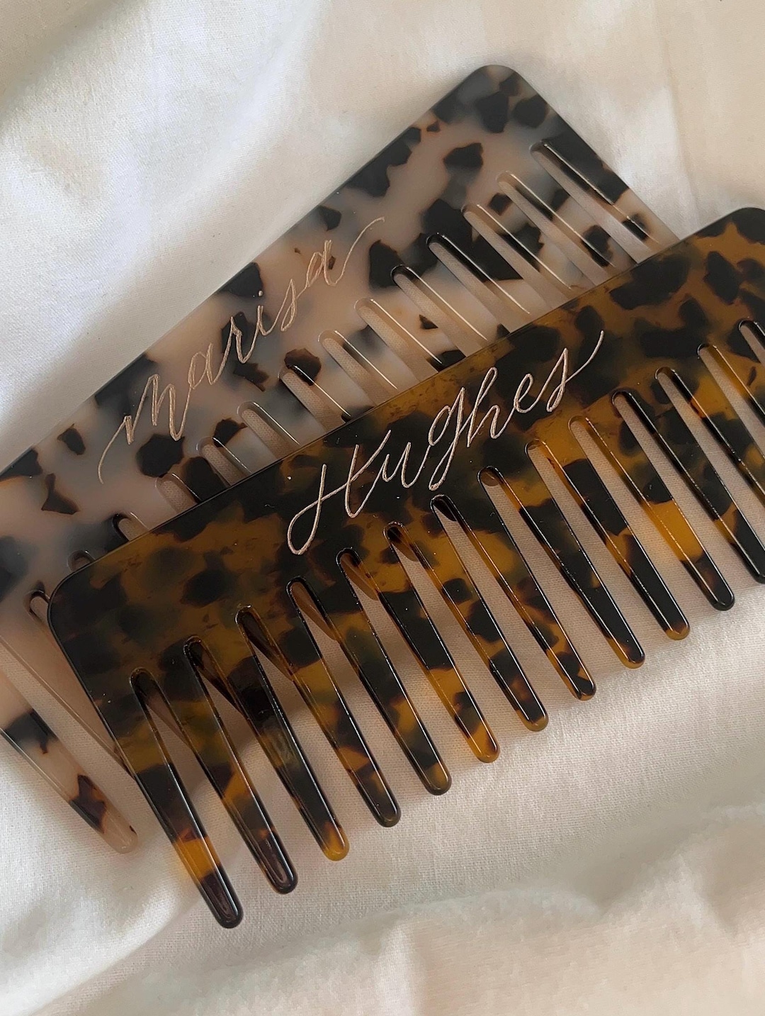 Personalized Engraved Wide Tooth Comb, Custom Tortoise Comb, Bride Comb ...