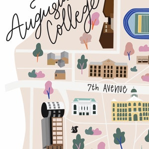 Augustana College Map 8x10 Print, Physical Print Augie Map, Augustana ...