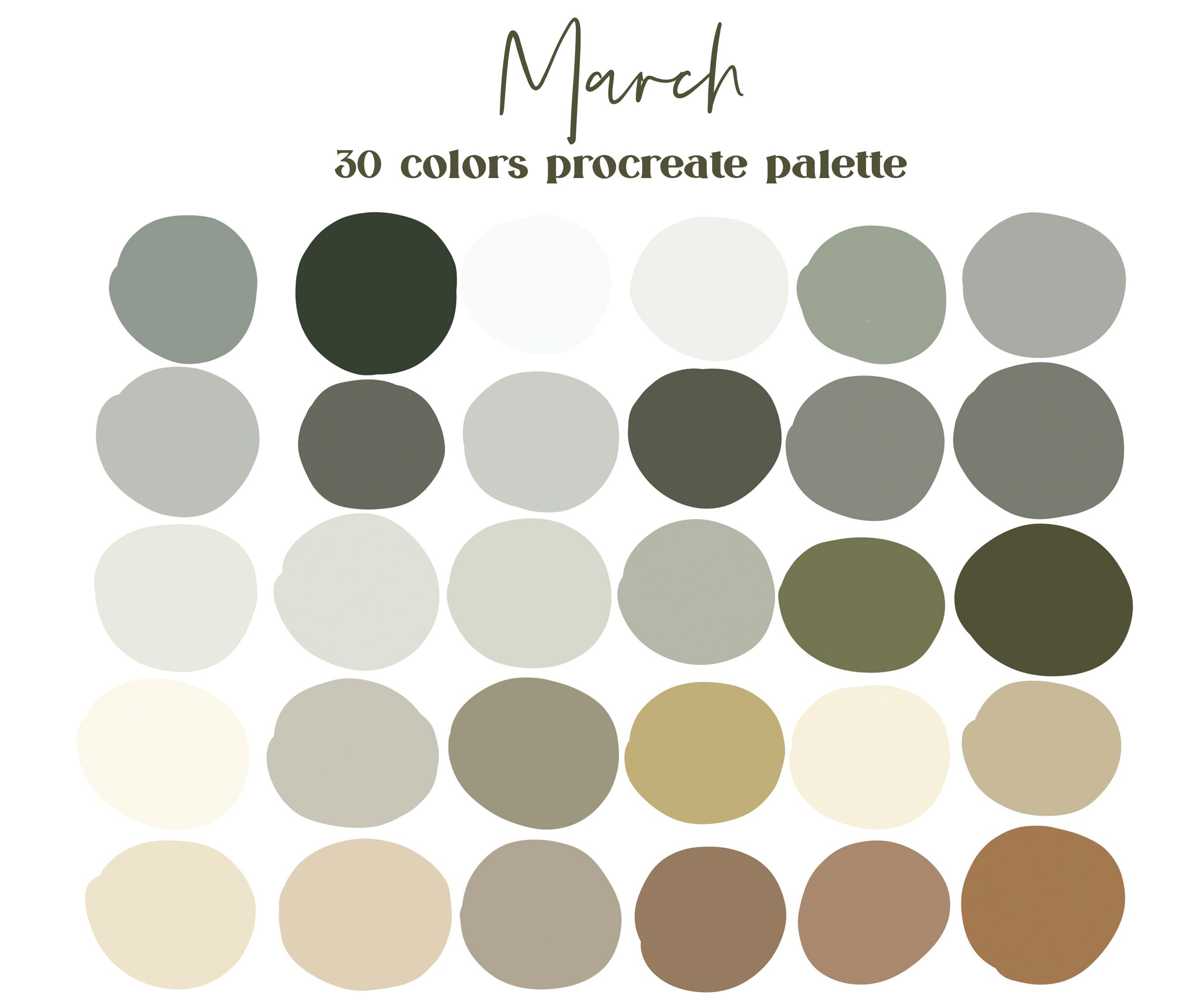 Monthly Neutrals 12 Procreate Color Palettes / Ipad Procreate | Etsy