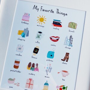 PERSONALIZED Favorite Things Art Print | 20 Custom Hand Drawn Images ...