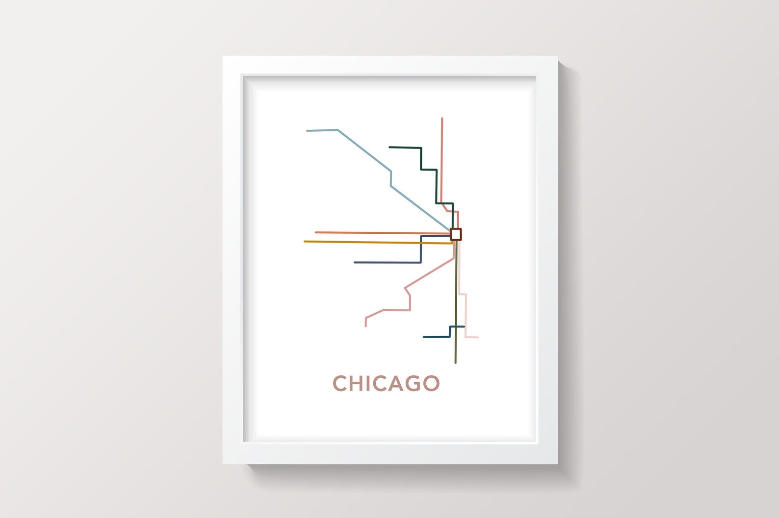 Chicago CTA Map: Warm PRINTABLE Chicago Map Chicago CTA Map | Etsy