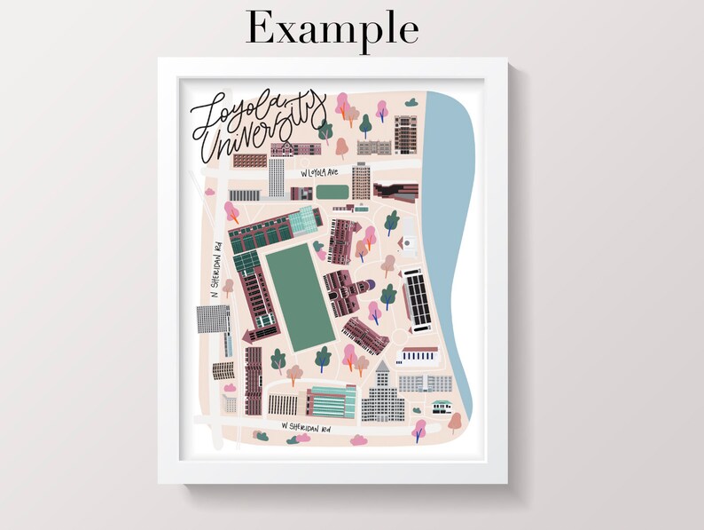 CUSTOM Campus Map Choose Your Campus Map Art Made to Order - Etsy