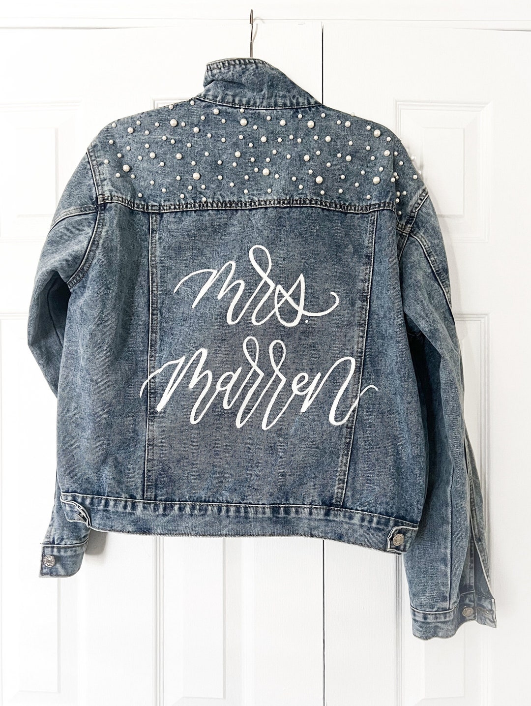 PERSONALIZED Pearl Jean Jacket | Hand-lettered Custom Pearl Jean Jacket ...