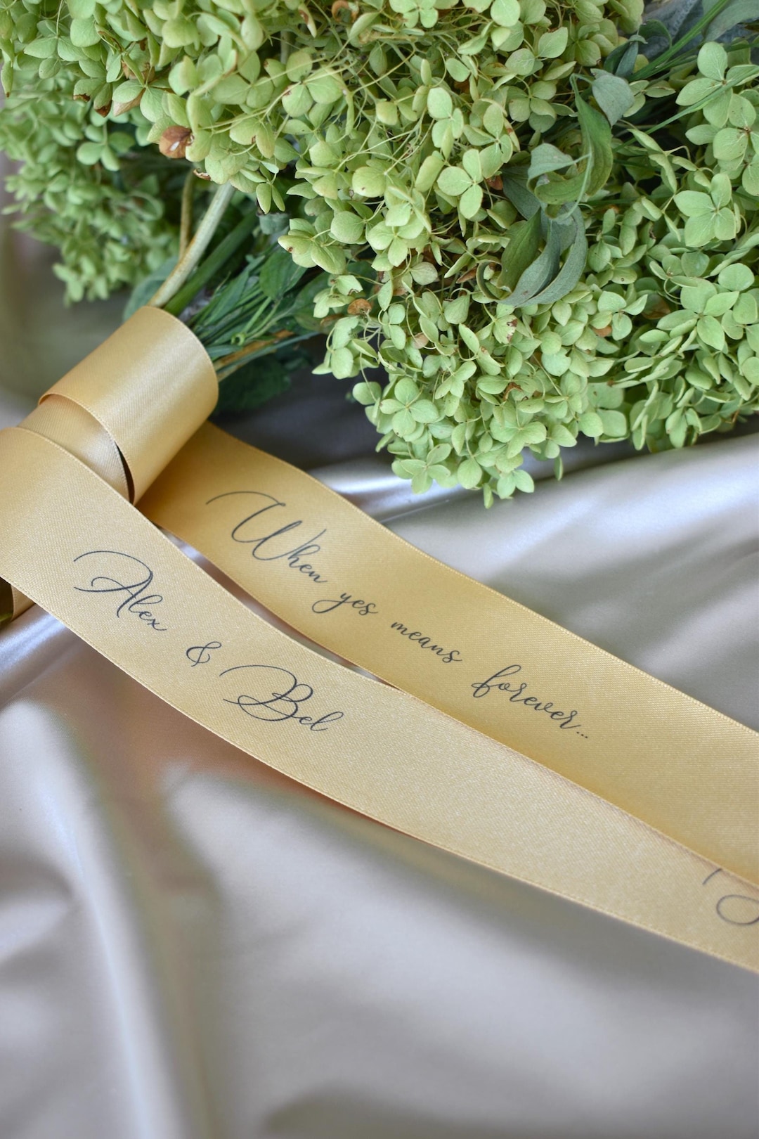 Gold Personalized Bridal Bouquet Ribbon for Flowers, Wedding Flower ...