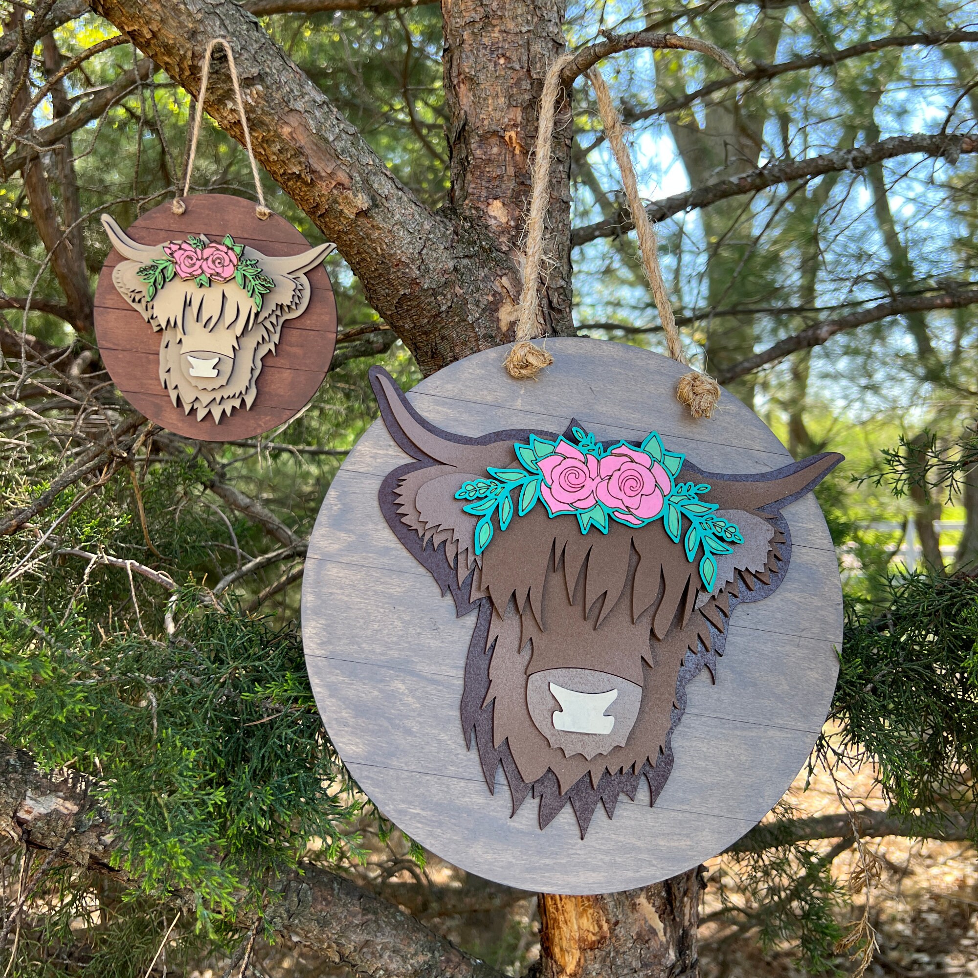 Highland Cow Round Sign Laser Cut Files Svg, Pdf, Eps - Etsy Canada