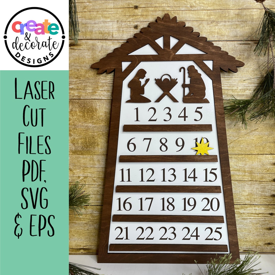 Christmas Countdown Nativity Advent Calendar Sign Laser Cut Files PDF ...