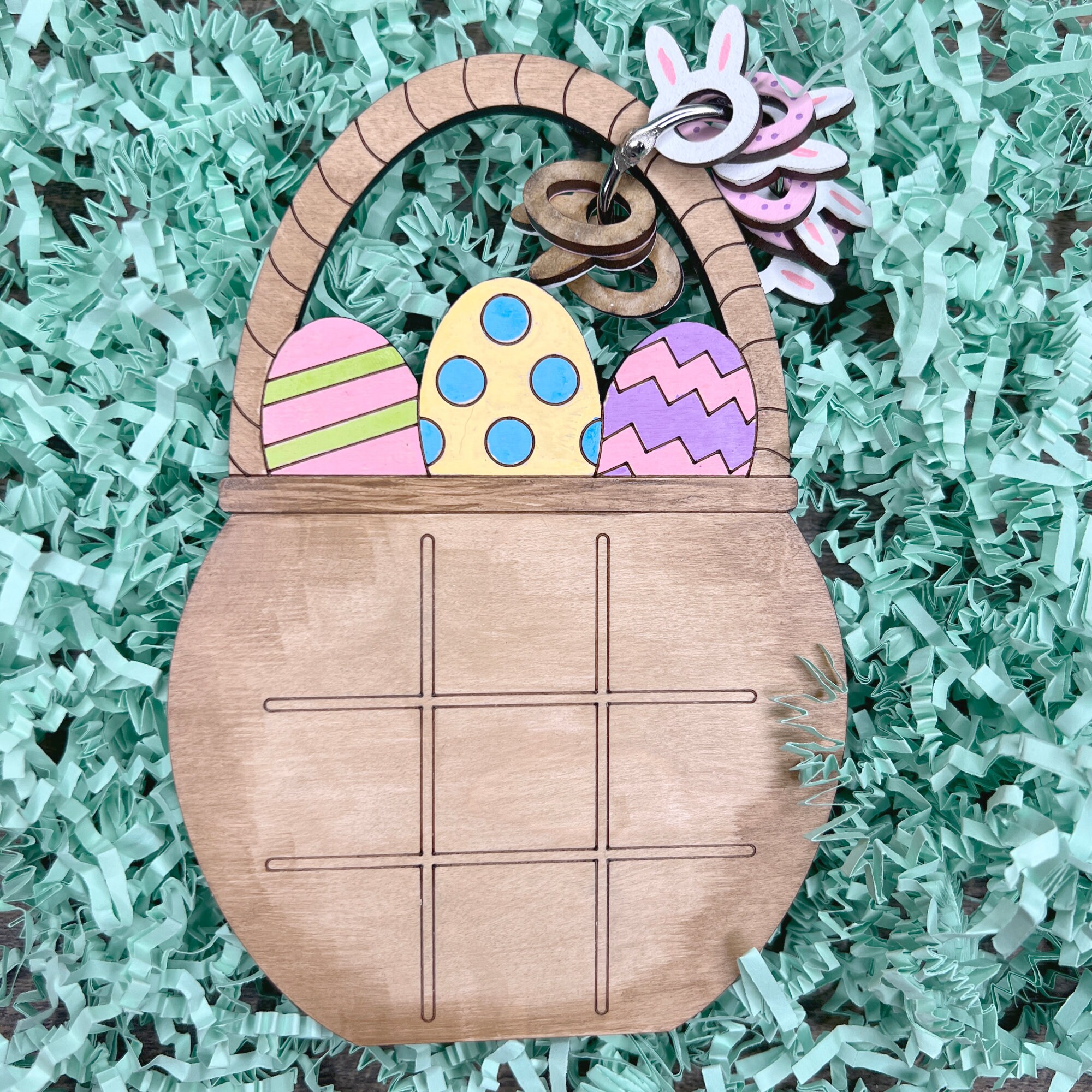 Easter Basket Miniature Tic Tac Toe Game With Game Pieces. Laser Cut ...