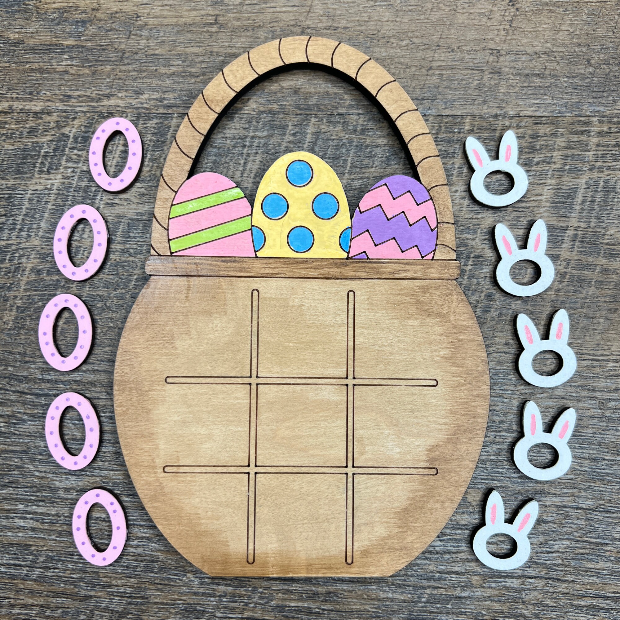 Easter Basket Miniature Tic Tac Toe Game With Game Pieces. Laser Cut ...