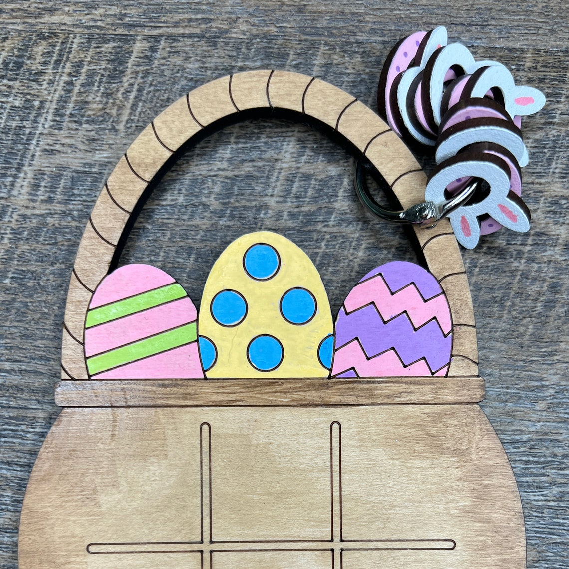Easter Basket Miniature Tic Tac Toe Game With Game Pieces. Laser Cut ...