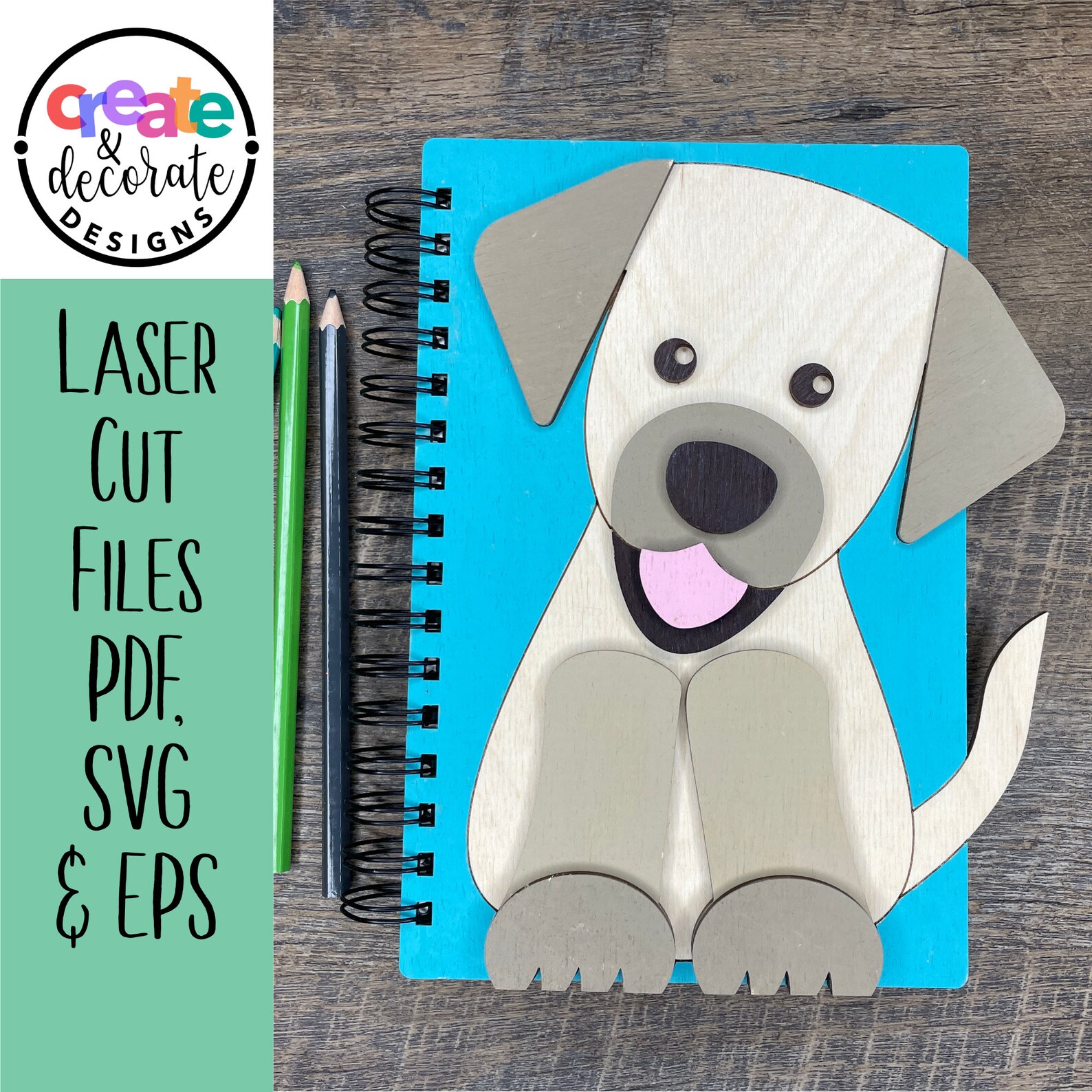 Dog/puppy Wooden Notebook Cover Laser Cut Files. Svg, Pdf, Eps, Png - Etsy