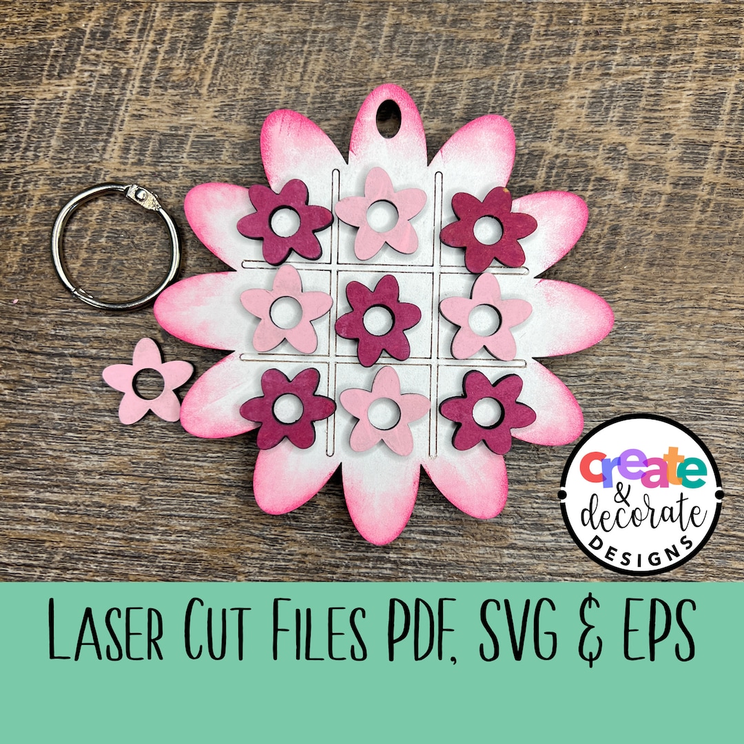 Spring Flower Miniature Tic Tac Toe Game With Game Pieces. Laser Cut ...