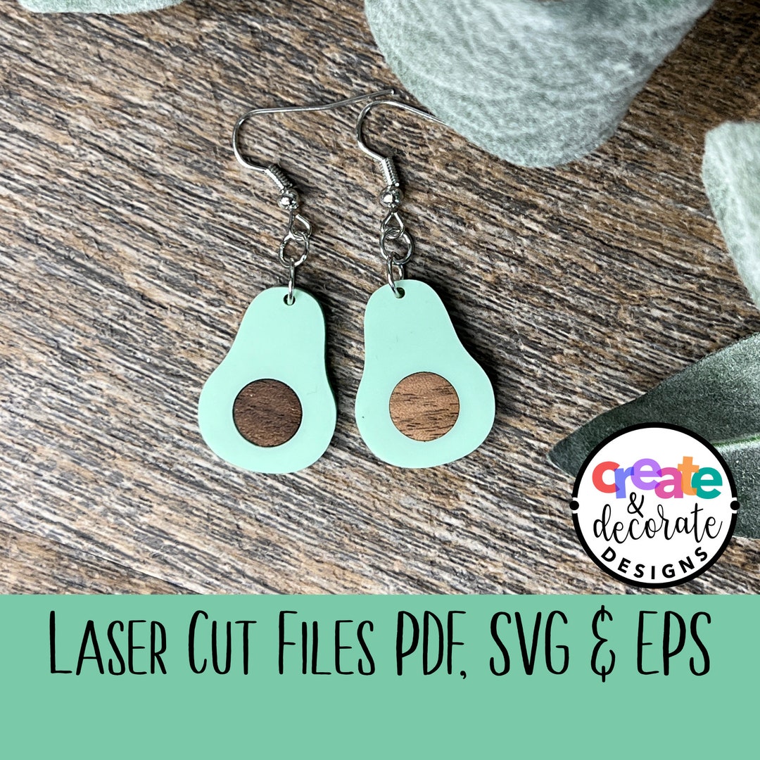 Avocado Dangly Earrings Laser Cut Files Svg, Pdf, Eps and Png. - Etsy
