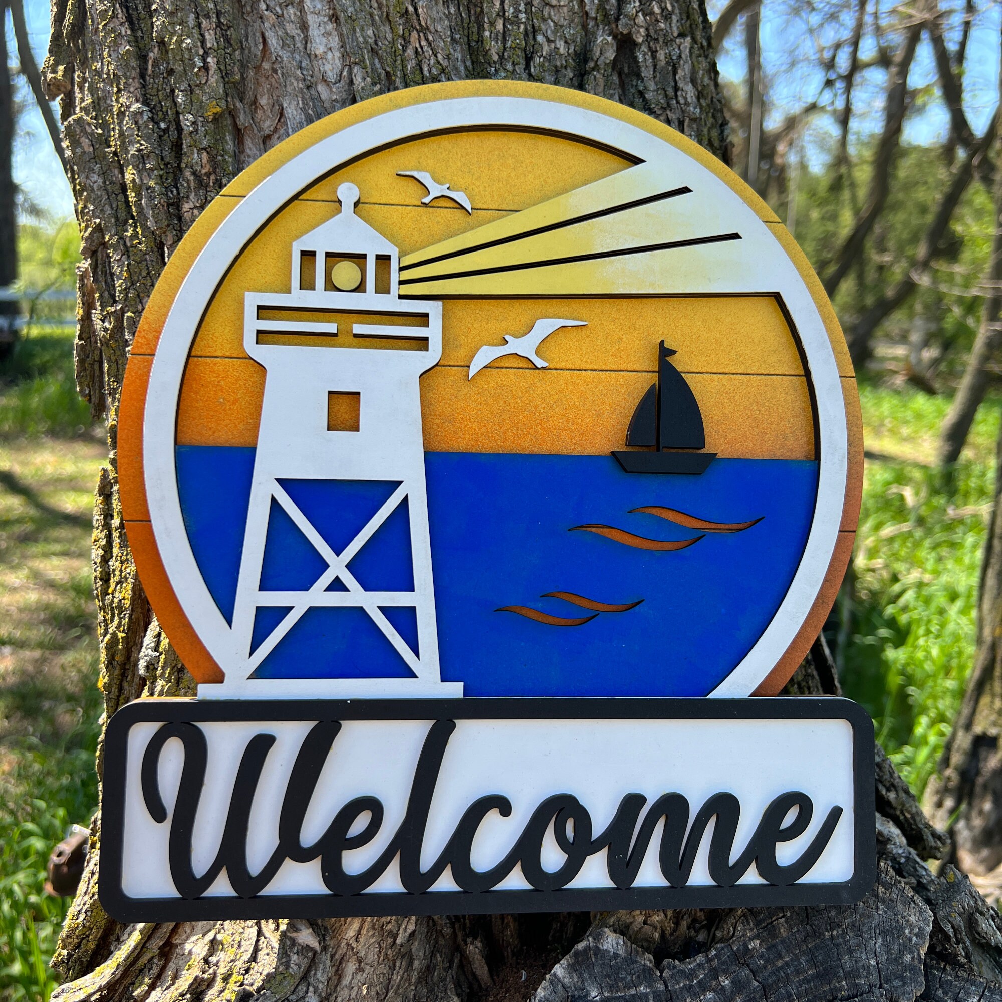 Lighthouse Round Sign Laser Cut Files Svg Pdf Eps - Etsy