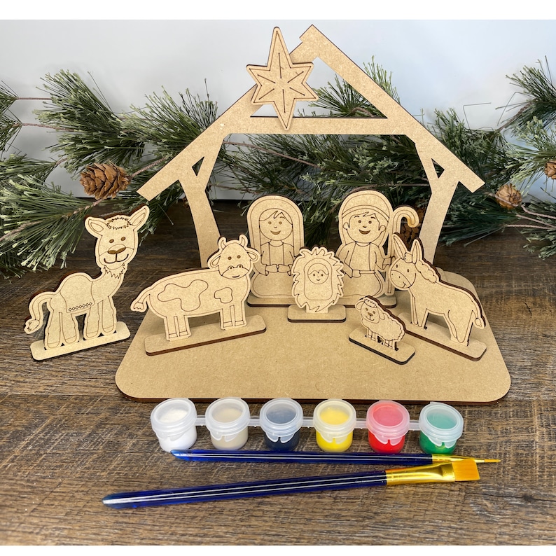 Christmas Nativity Scene for DIY Craft Kits Kids Coloring | Etsy