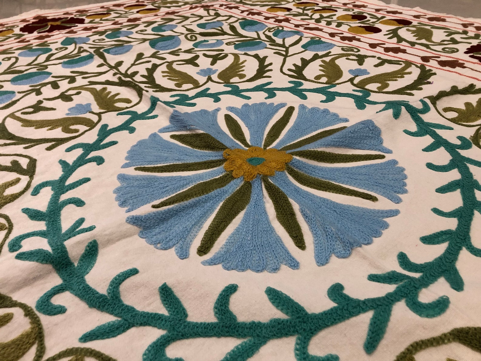 Bohemian Suzani Wall Hanging , Hand Embroidered Suzani Throw , Suzani ...