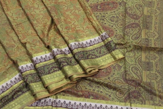 Floral printd saree multi colored indian handmade vintage silk sari ...