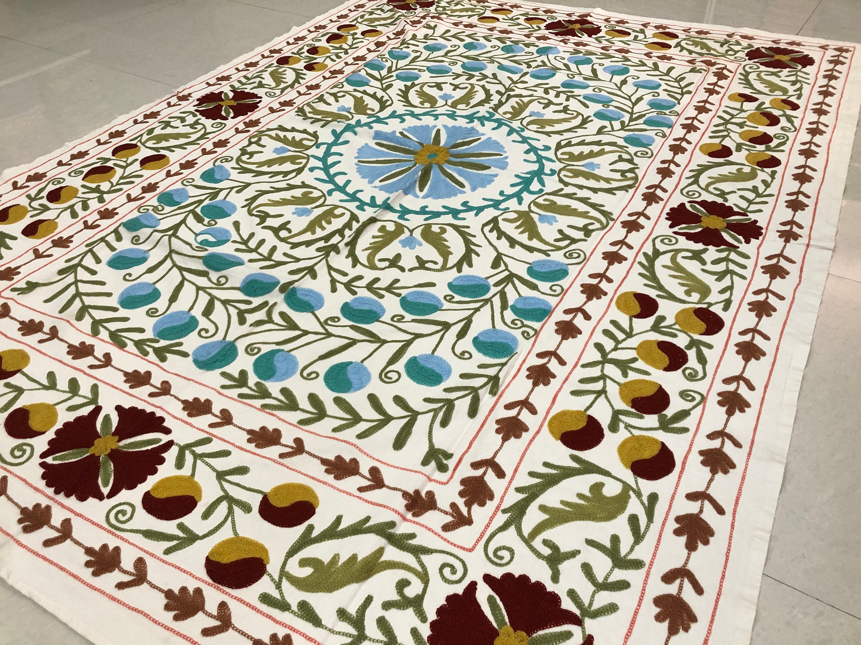 Bohemian Suzani Wall Hanging , Hand Embroidered Suzani Throw , Suzani ...