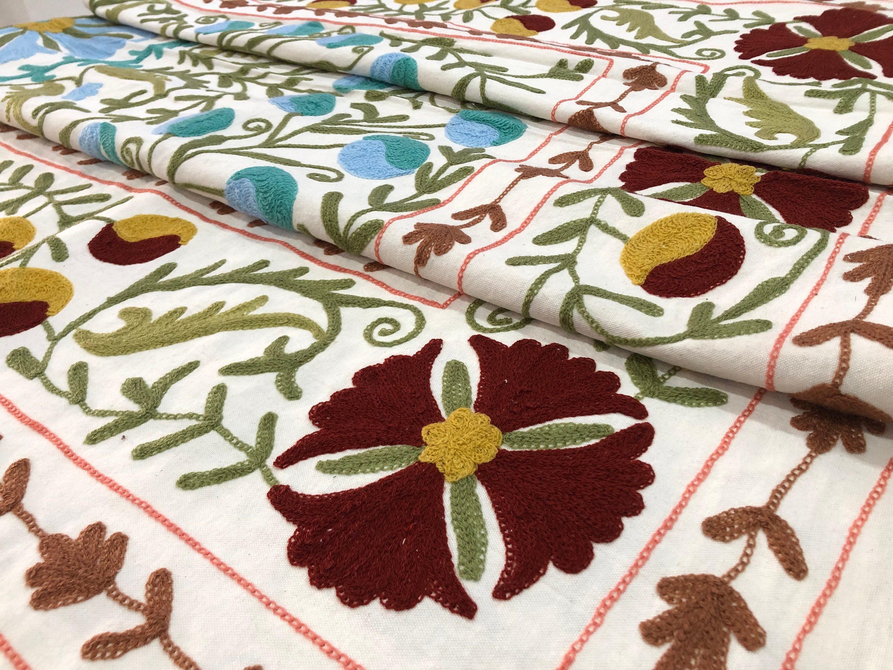Bohemian Suzani Wall Hanging , Hand Embroidered Suzani Throw , Suzani ...