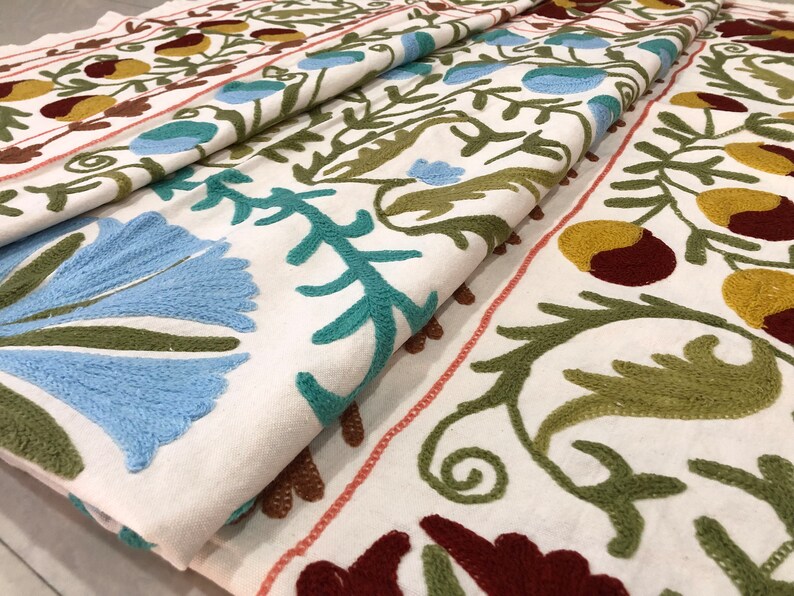 Bohemian Suzani Wall Hanging , Hand Embroidered Suzani Throw , Suzani ...