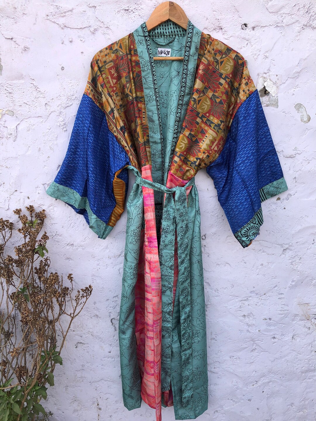 Patchwork Silk Kimono, Bridesmaids Robes, House Coat Robe, Soft and ...
