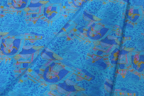 Floral printd saree multi colored indian handmade vintage silk sari ...