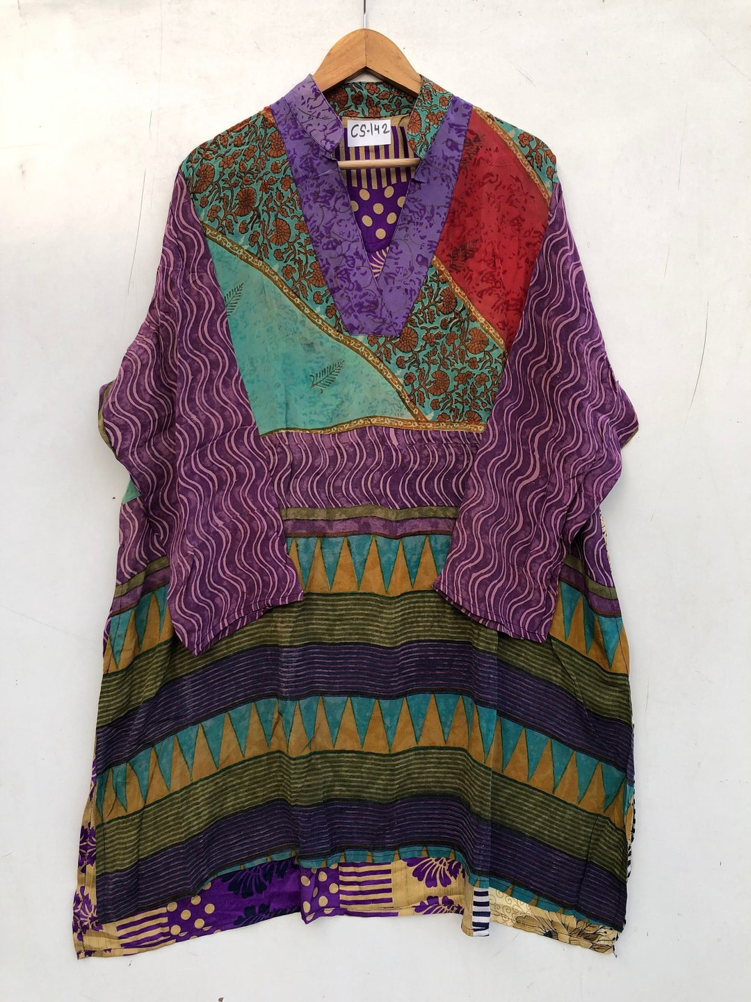 Silk Patchwork Tie Dye Dress Women's, Short Hippie Dress, Beach Cover Up,silk Mini Gown,crepe ...