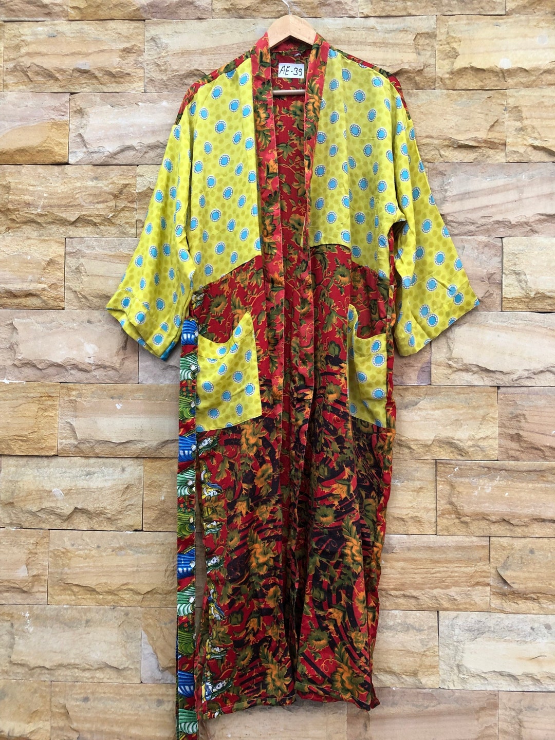 Vintage Silk Saree Kimono, Handmade Art Silk Blend Robe - Etsy