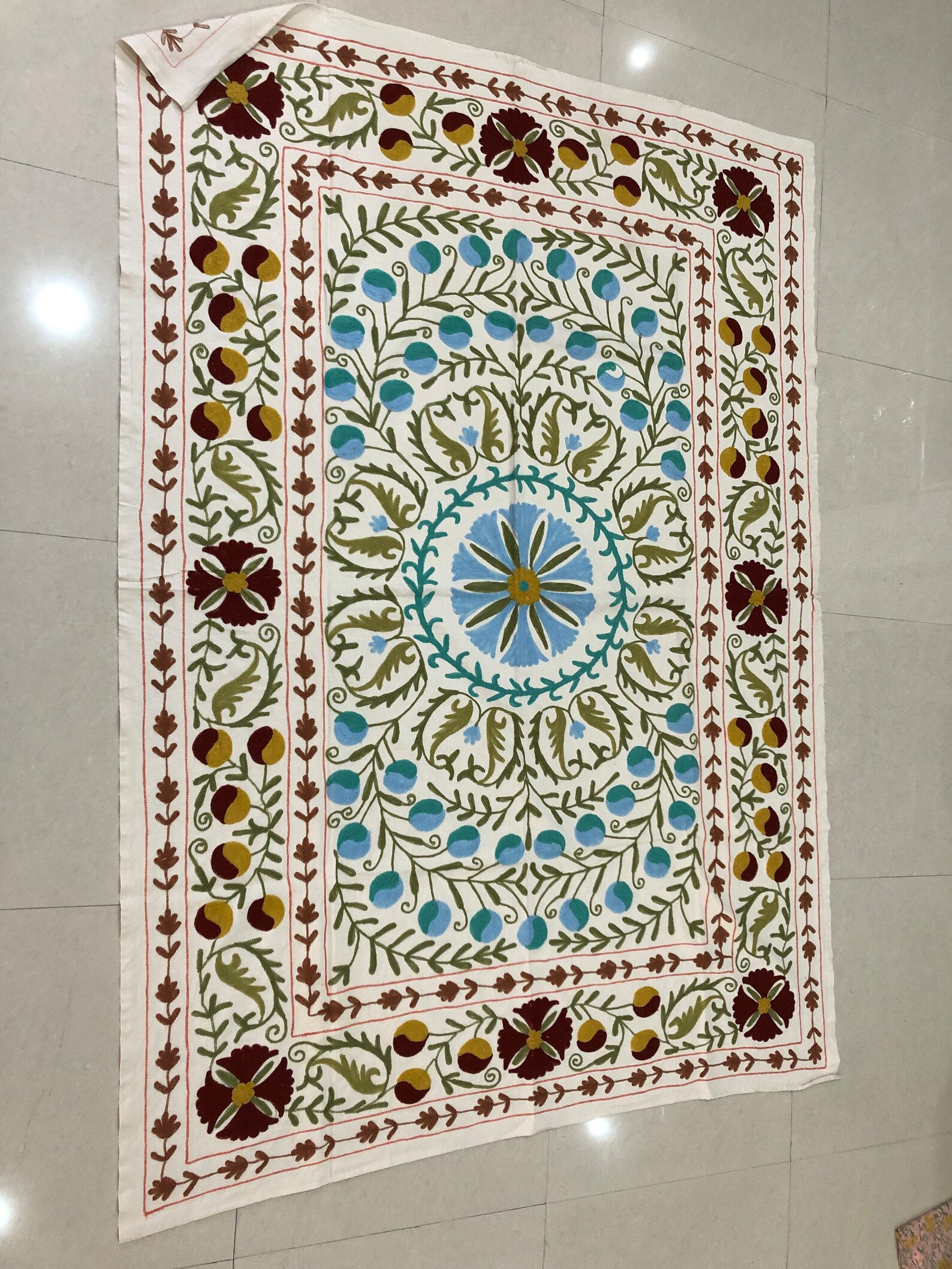 Bohemian Suzani Wall Hanging , Hand Embroidered Suzani Throw , Suzani ...