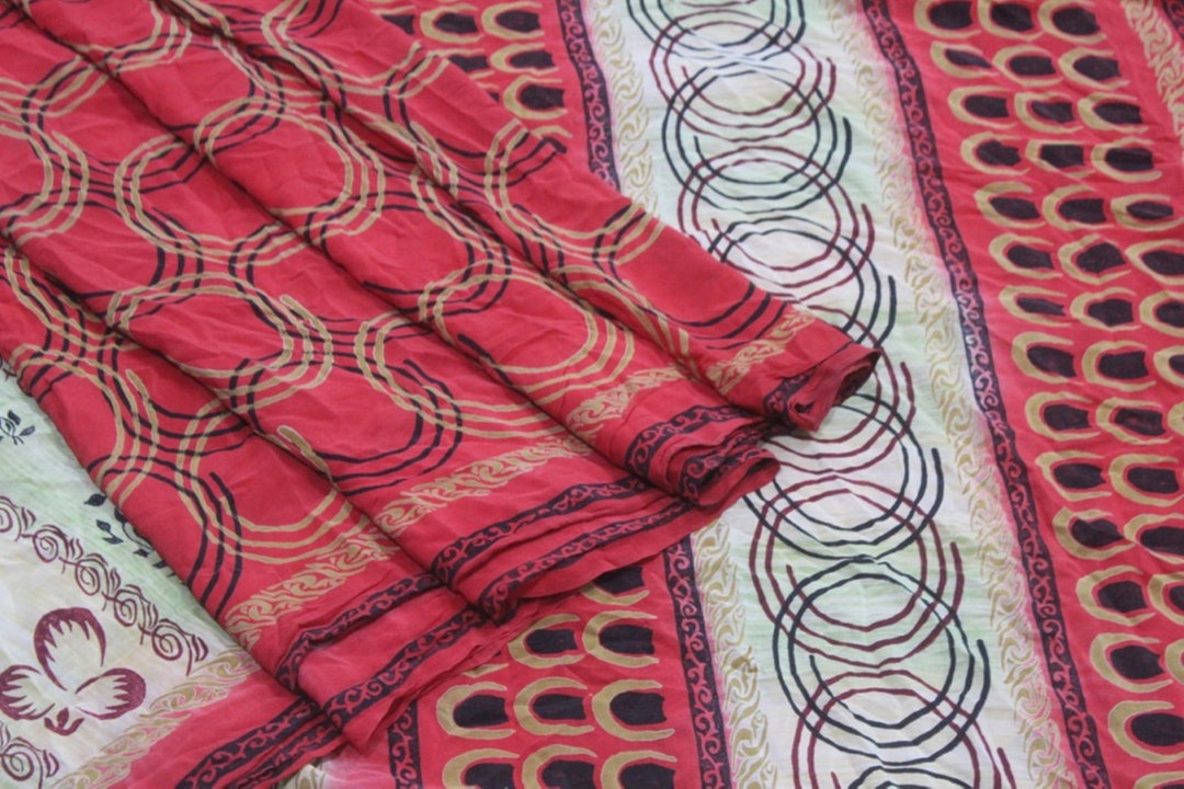 Seide Sari, Krepp Seide Sari Vintage Seide Saree Recycling Stoff ...