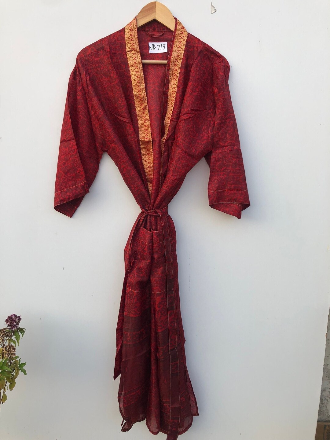 Red Silk Kimono Robe, Vintage Saree Art Silk Blend - Etsy