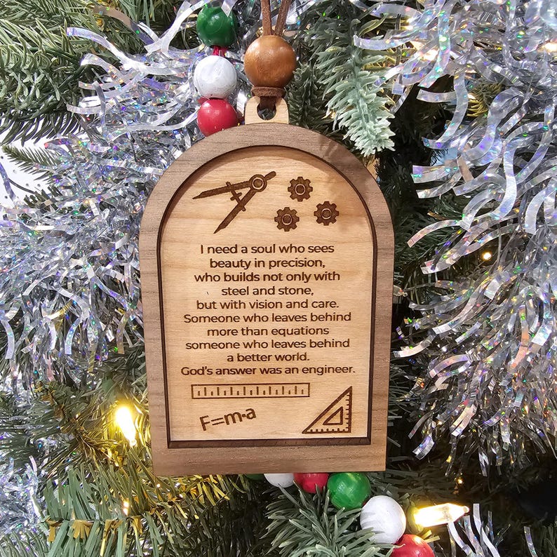 Engineer Ornament Personalized Wooden Christmas Gift for STEM Grad Wood ...