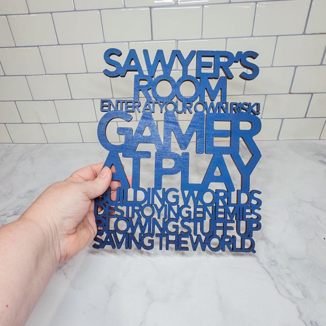 Gamer Door Hanger, Personalized Sign for Boys Room, Cutout Door Hanger ...