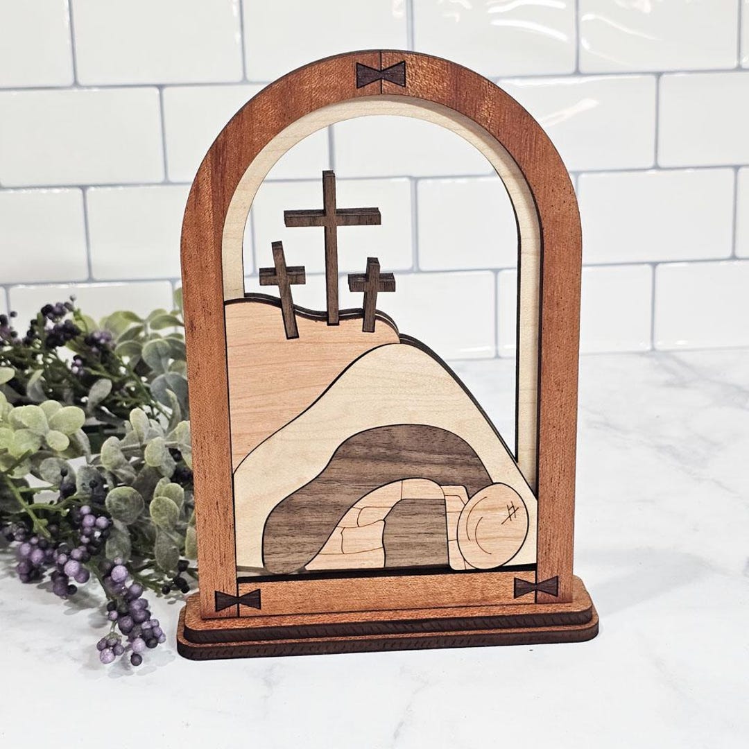 He is Risen Wooden Arch, Easter Tomb Decoration, Christian Mantle Decor ...