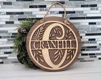 Round Monogram Sign - Etsy