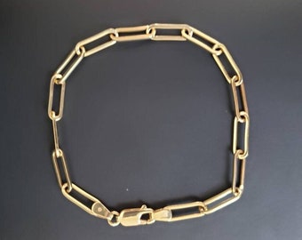 14k Gold Paper Clip Bracelet - Etsy