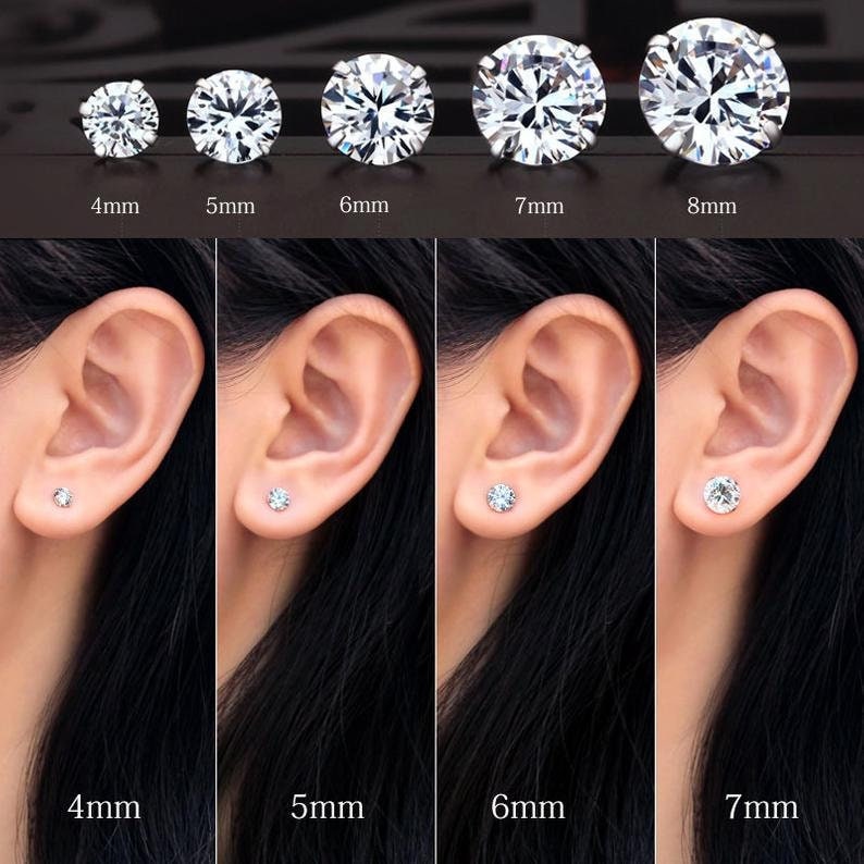 Moissanite 14K Solid Gold Low Basket Thin Post Light Weight - Etsy