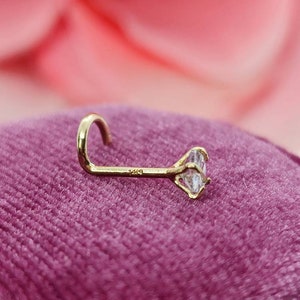 Princess Cut Square 14K Solid Gold in Twisted Crooked Screw, L-shaped ...