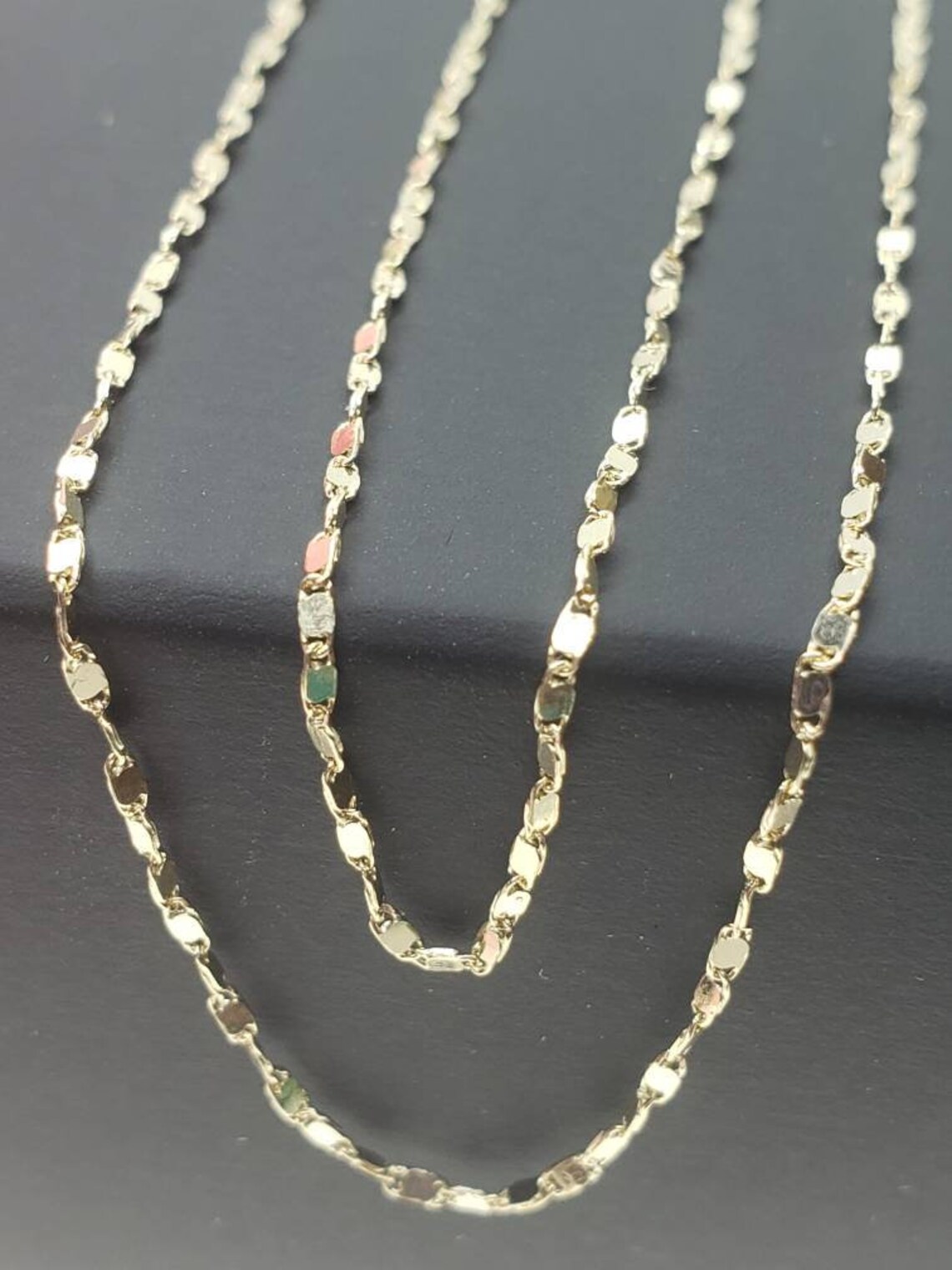 Adjustable Twist Mirror Chain 14K Solid Yellow or White Gold | Etsy