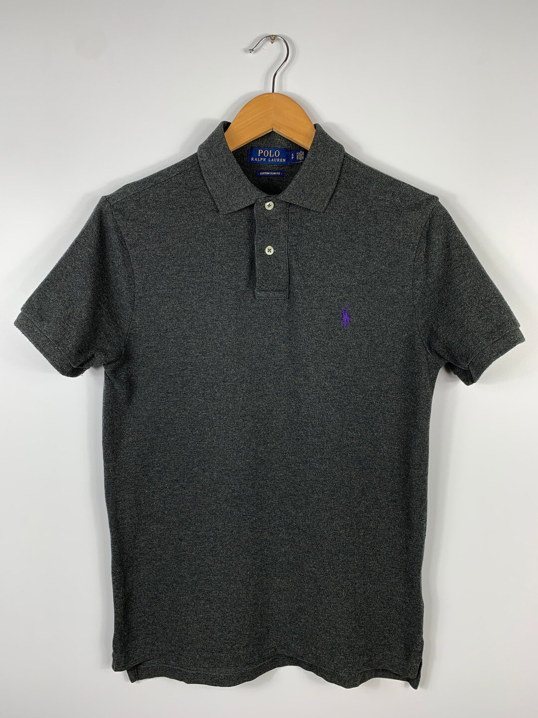 Mens Polo Ralph Lauren Custom Slim Fit Short Sleeve Polo Shirt Gray ...