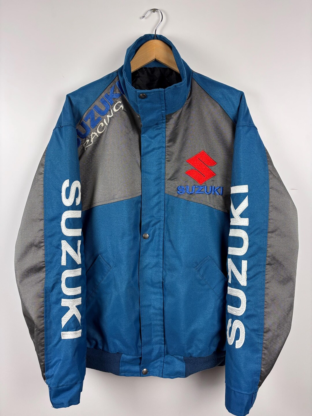 Vintage Suzuki Racing Bomber Jacket Black Blue Mens Size XL - Etsy
