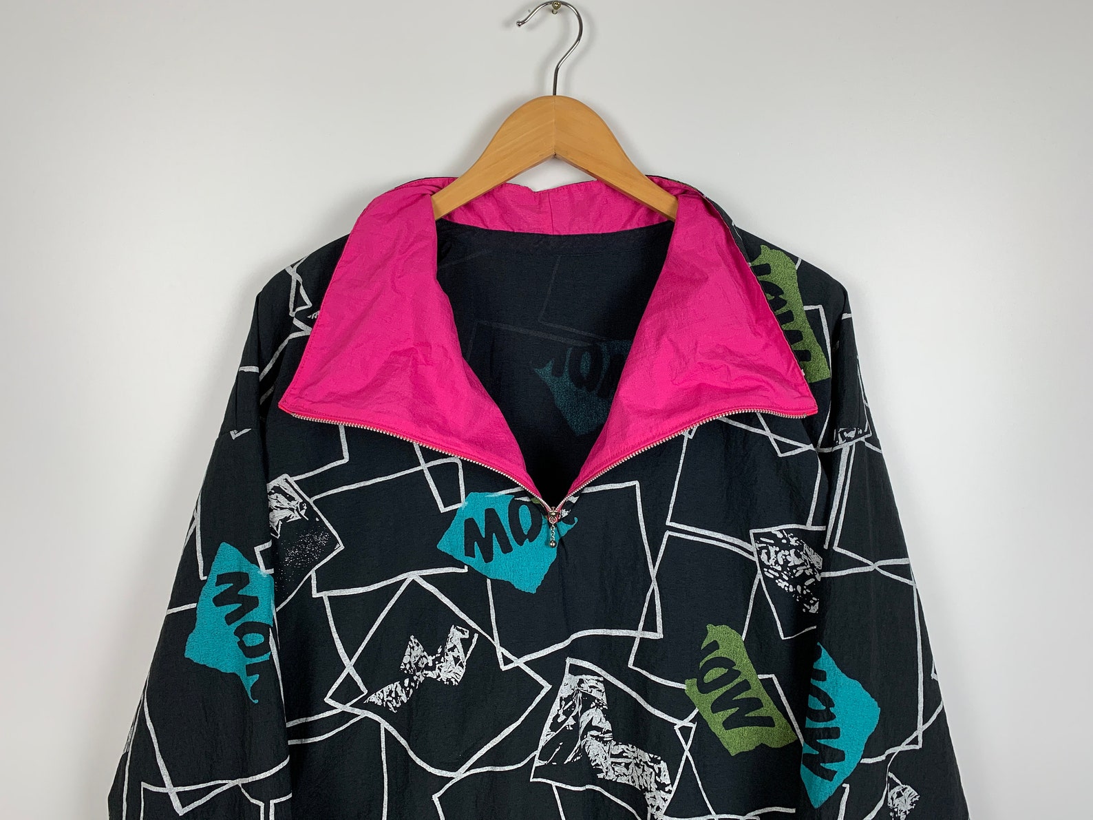 Vintage 90s Abstract Light Windbreaker Track Pullover Rave Jacket Retro ...