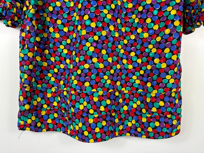 Vintage 80-90s Celine Colorful Confetti Pattern Silk Blouse Shirt Size ...