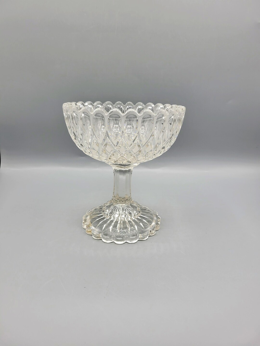 Antique George Davidson Glass Scalloped, Footed Sugar Basin Teardrop ...