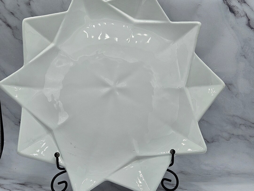 Ceramica VARM Italian Pottery White Layered Five Point Star Platter ...